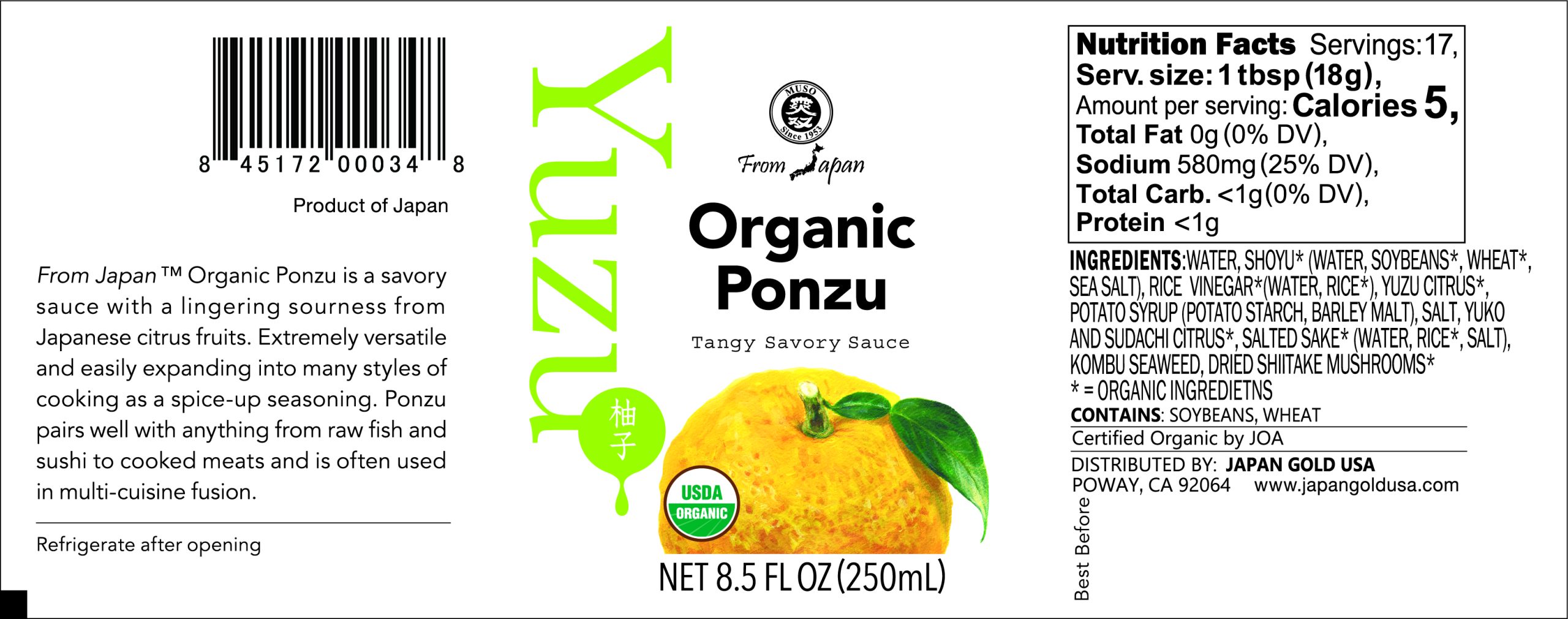 ORGANIC PONZU SAUCE - MUSO CO., LTD.